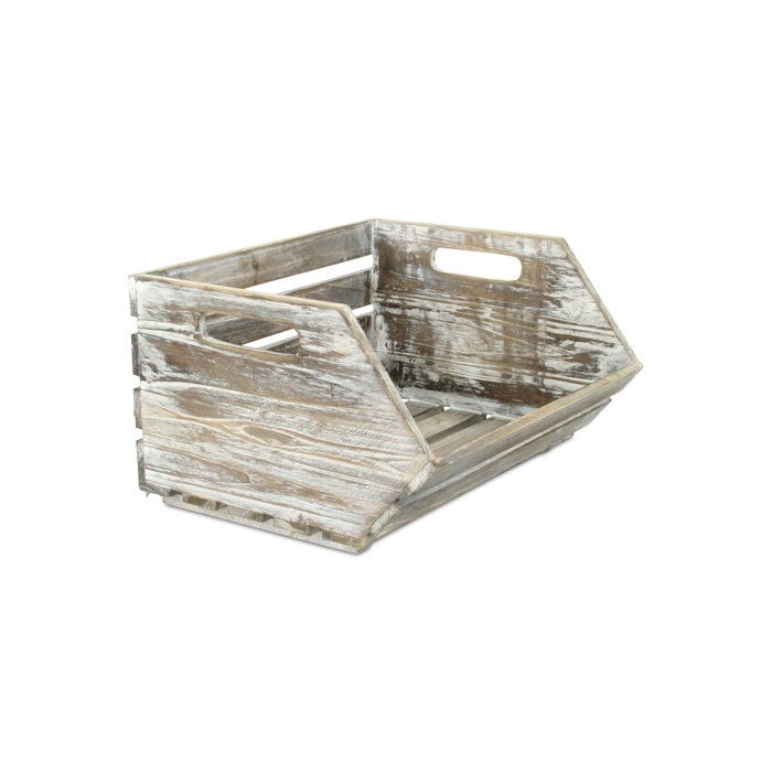 Millwood Pines Slat Stackable Storage Solid Wood Crate & Reviews | Wayfair