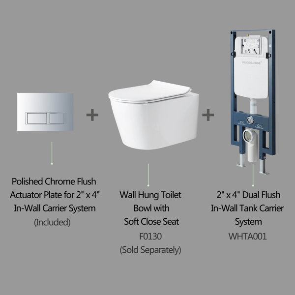 WoodBridge In-Wall 0.8 GPF/1.60 GPF Dual Flush Toilet Tank Carrier ...