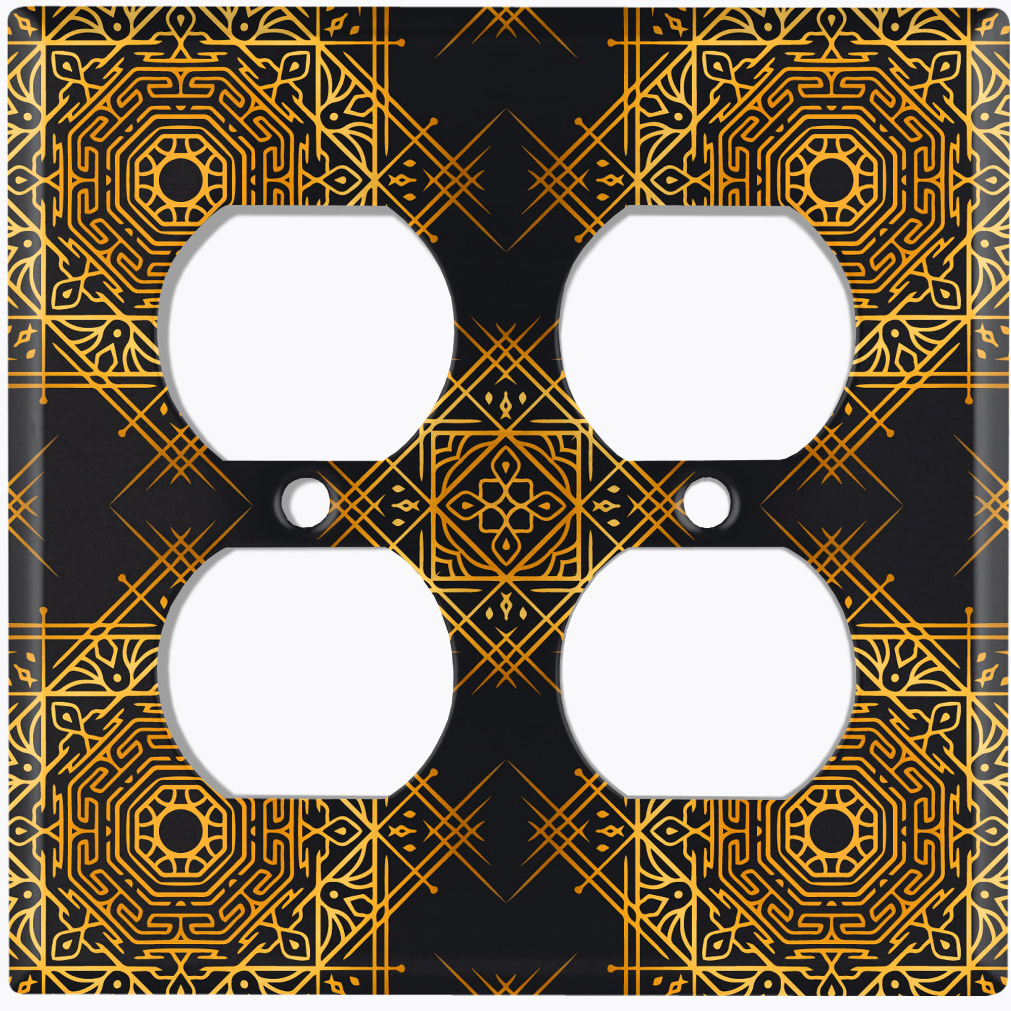 WorldAcc Fancy Damask Square Diamond 2-Gang Duplex Outlet Wall Plate ...
