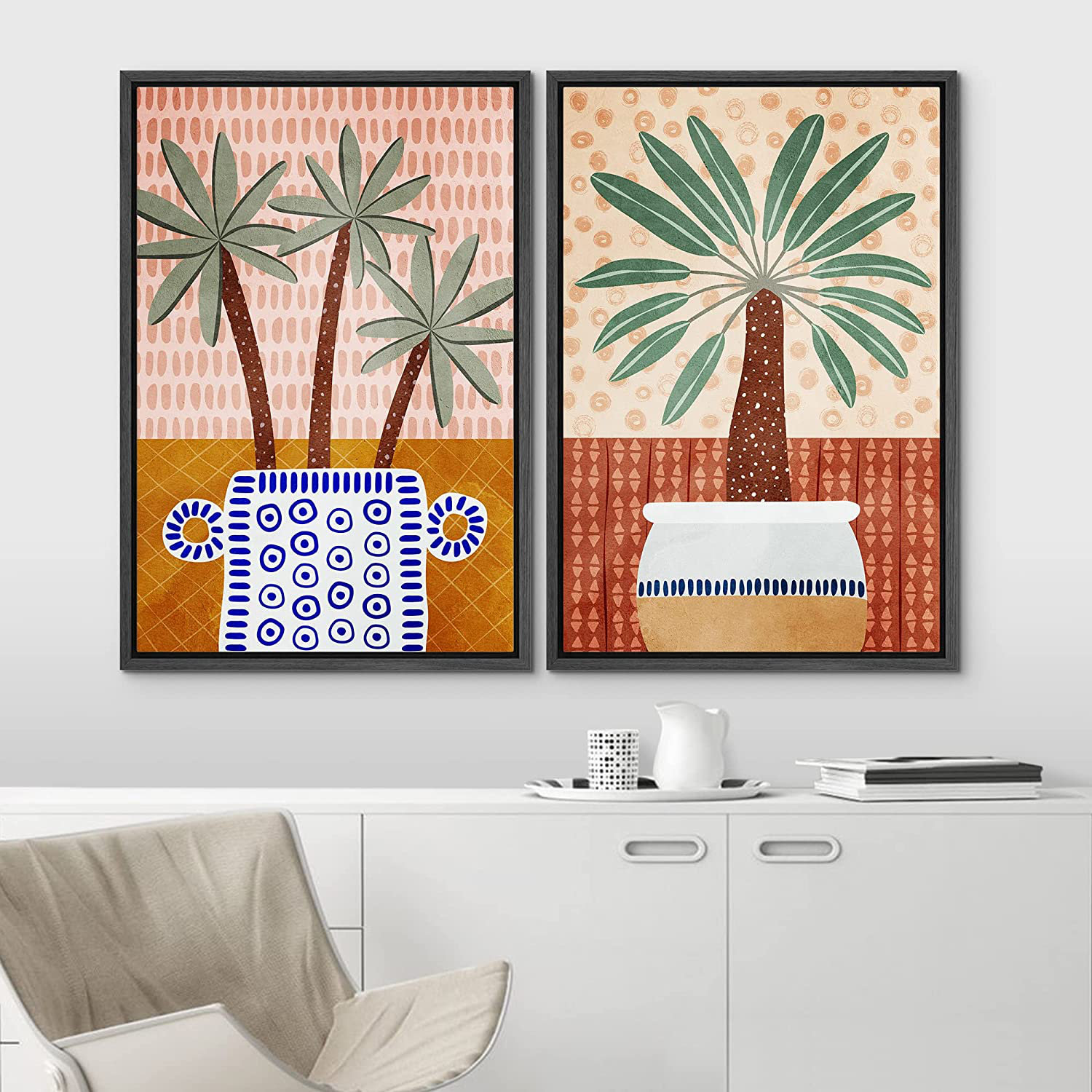 IDEA4WALL Tropical Palm Leaf Multicolor Vases Nature Wilderness - 2 ...