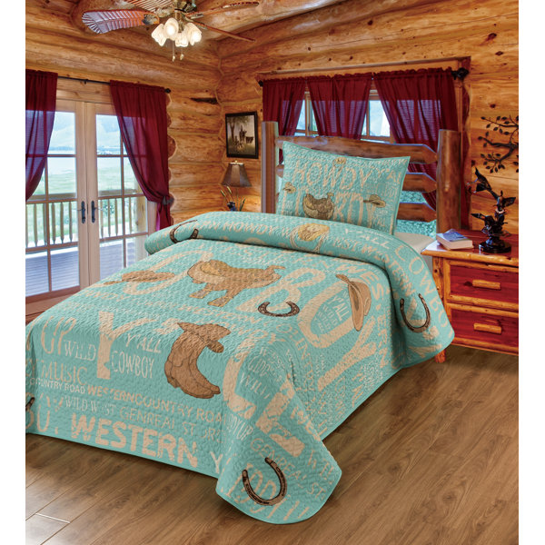 Foundry Select Halpin Teal Billboard Howdy, Cowboy, Y'All Quilt Quilted ...