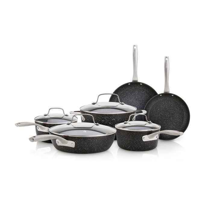 Bialetti Titan Textured Nonstick 10 Piece Cookware Set, Black | Wayfair