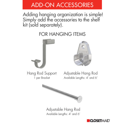 ClosetMaid Premium Wood Shelving Hang Rod Support Hook & Reviews | Wayfair