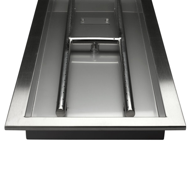 Celestial Fire Glass 30" x 10" Rectangular Fire Pit Burner w/ Pan ...