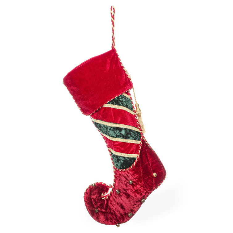 The Seasonal Aisle Jingle Bell Red Velvet Stocking | Wayfair.co.uk
