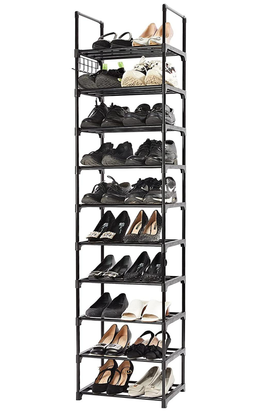 Rebrilliant 24 Pairs Black Metal Shoe Rack | Wayfair
