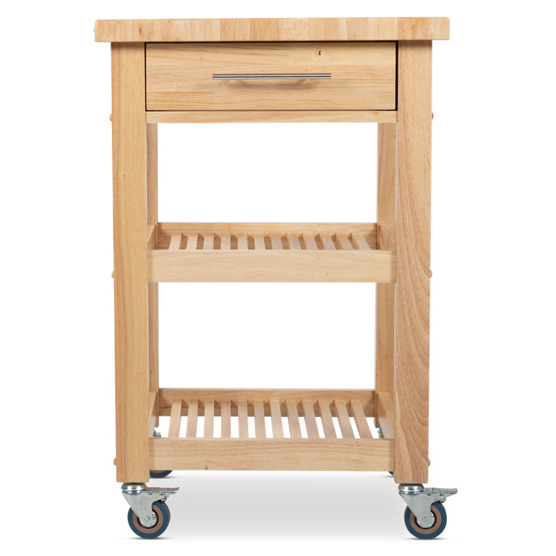 Prep & Savour 24'' Wide Rolling Kitchen Cart with Solid Wood Top ...