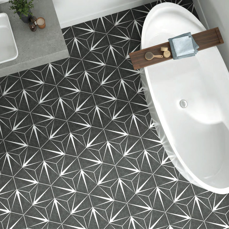 Merola Tile Trident 9" W x 10" L Porcelain Patterned Wall & Floor Tile ...