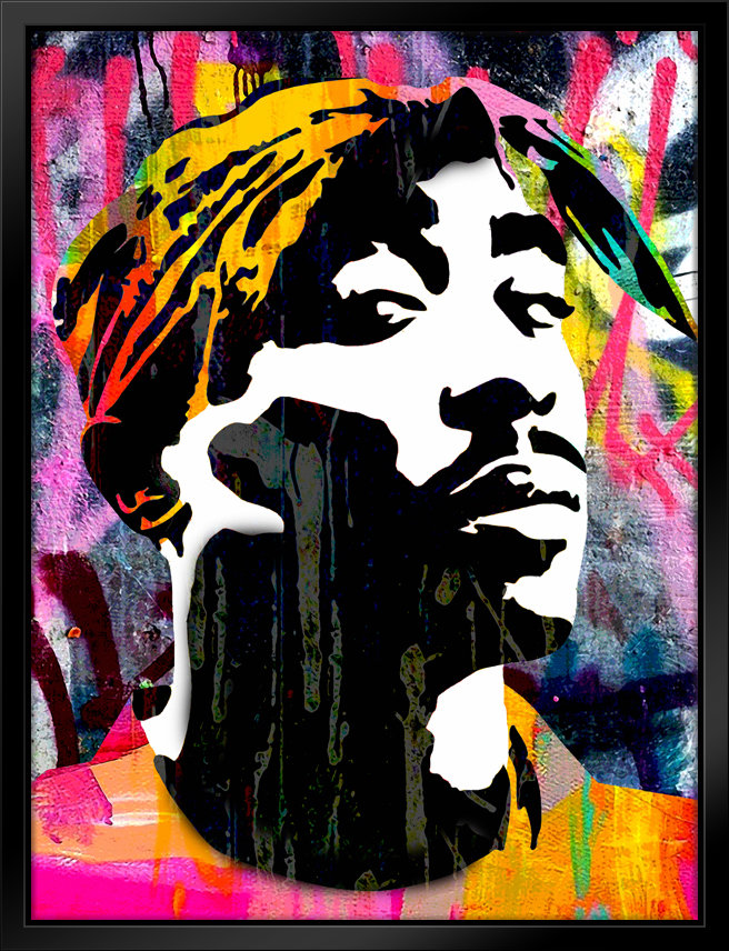 ATX Art Group LLC Tupac Rap Pop Art-Giclee on Canvas with Float Frame ...