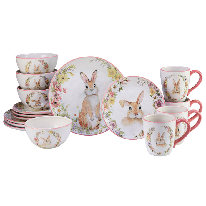 Certified International Easter Garden 16 Piece Dinnerware Set, Service ...
