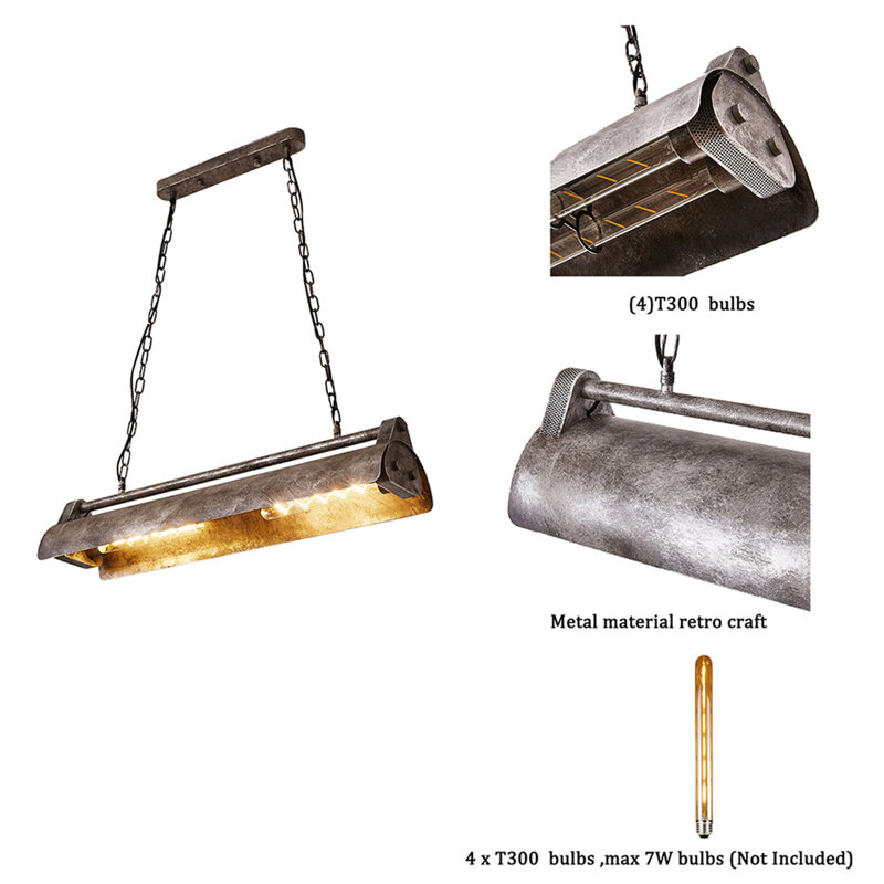 Williston Forge 4-Light Industrial Farmhouse Metal Linear Adjustable ...