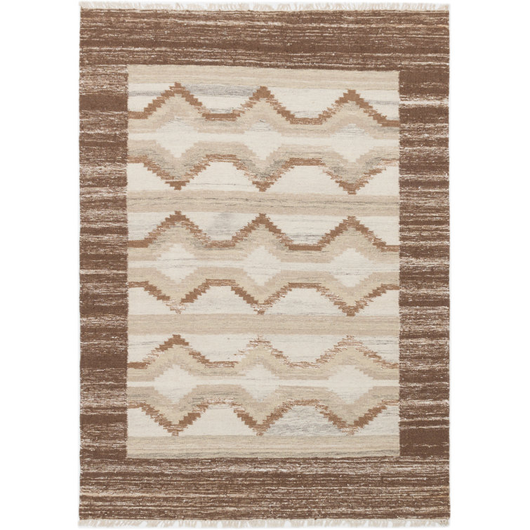 Union Rustic McPhail Handmade Wool Brown/Cream Rug | Wayfair