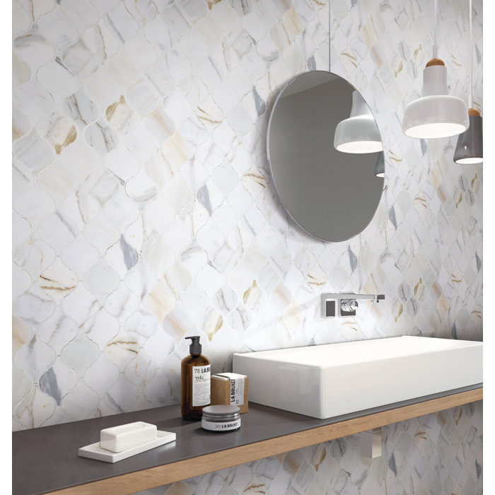 ES Stone 2.5" x 3" Marble Arabesque Mosaic Wall & Floor Tile & Reviews ...