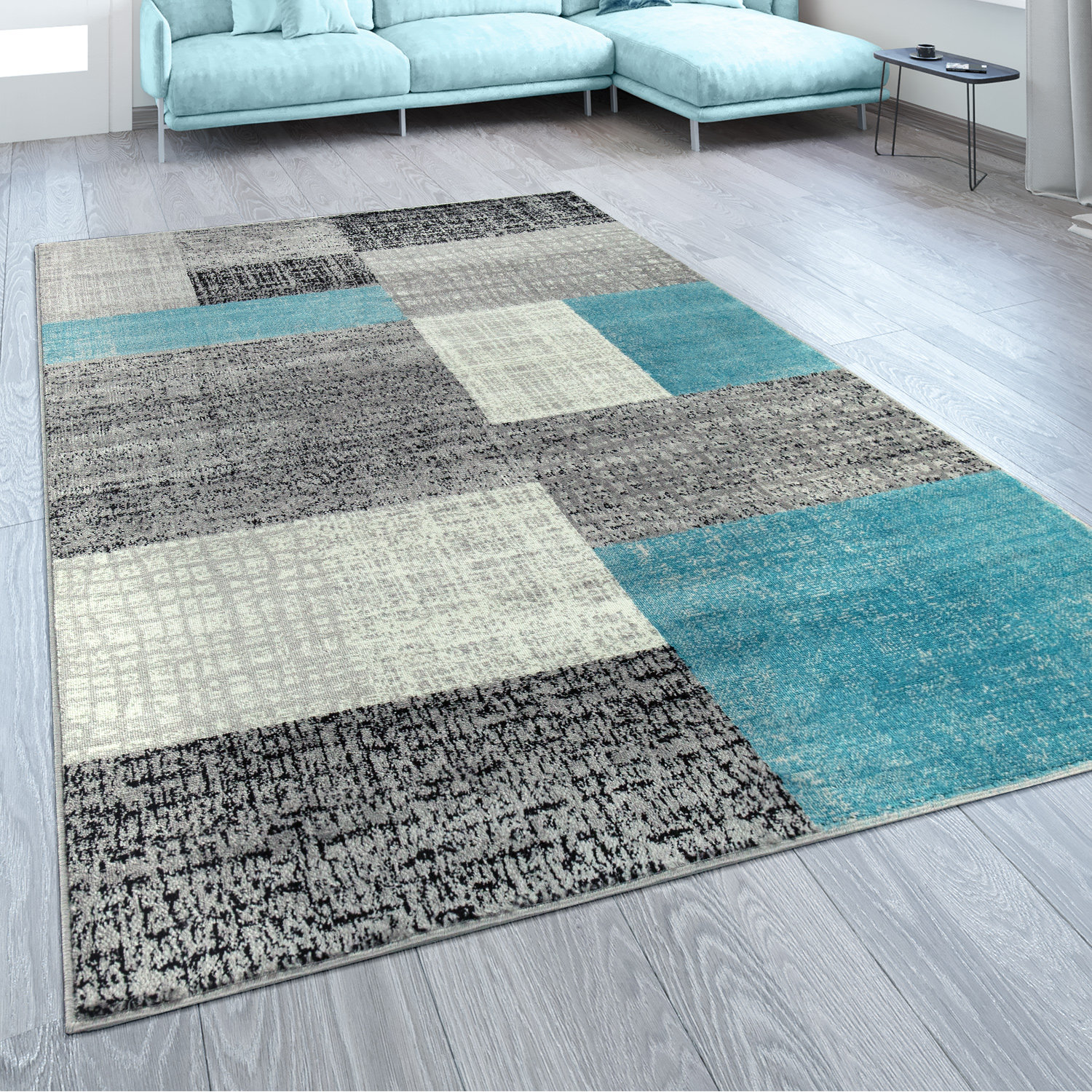 Wade Logan® Performance Blue/Gray/White Rug | Wayfair