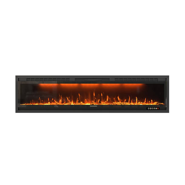CASAINC 84'' Recessed Electric Fireplace in Black with Remote Control ...