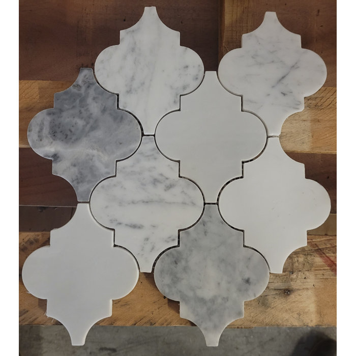 Mango Tile Fort Meyers 12" x 12" Marble Arabesque Mosaic Wall & Floor ...