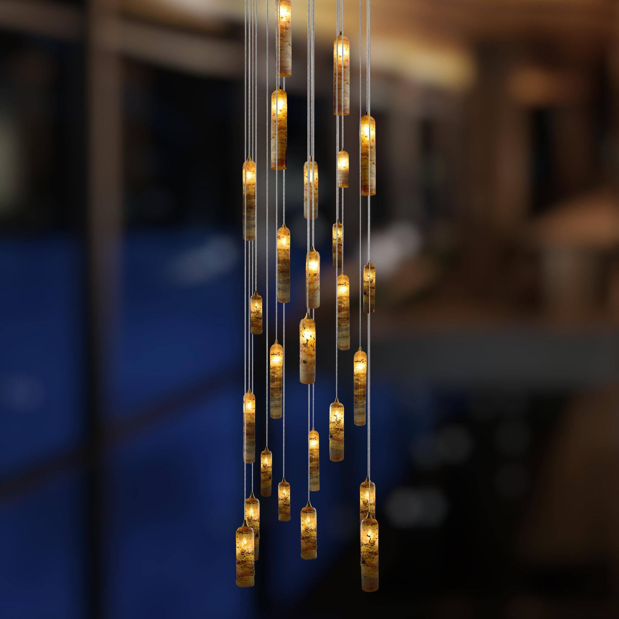 Galilee Lighting Romantic Candles 25-Light Art Cylinder Cluster Glass Pendant | Wayfair