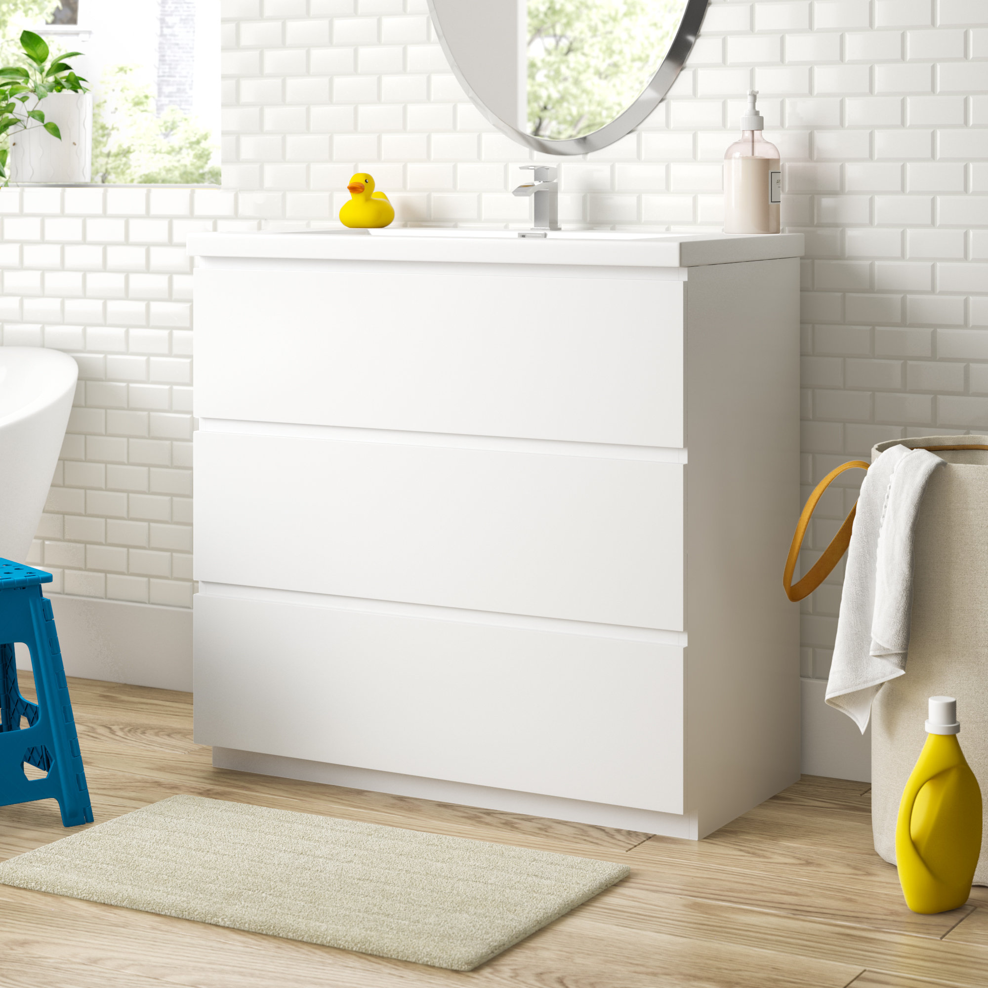 Ebern Designs Hargrave 35.45'' Free-standing Single Bathroom Vanity ...