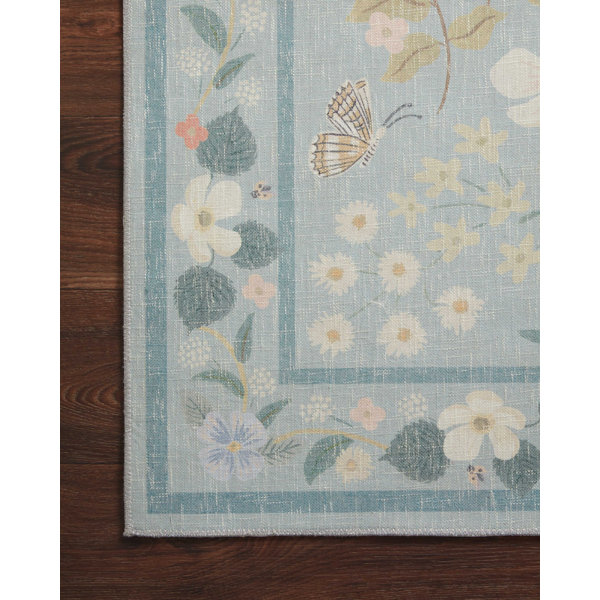 Rifle Paper Co. x Loloi Floral Willow Sky Area Rug & Reviews | Wayfair