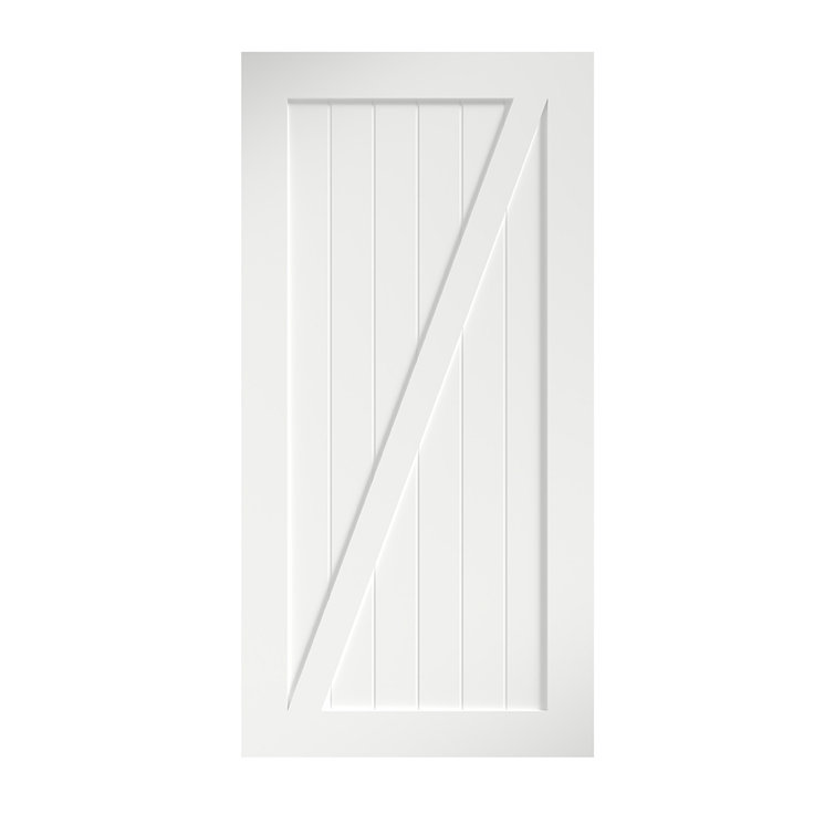 EightDoors Paneled Wood Primed White Z Shape Barn Door without ...