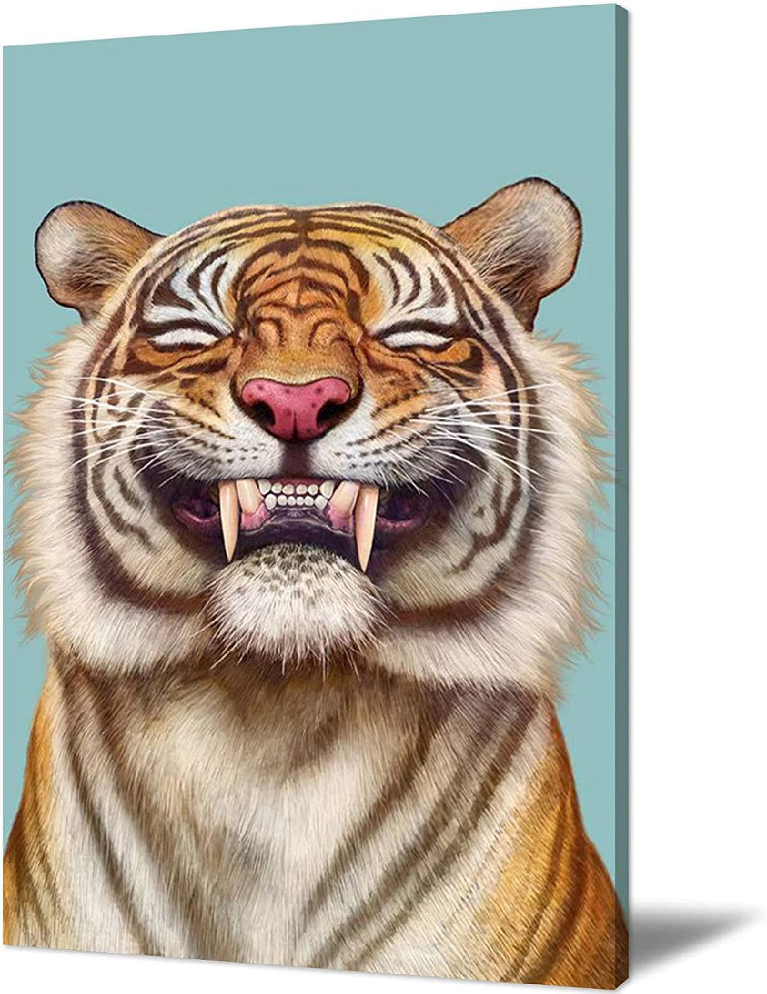 Everly Quinn Tiger Smile - Wrapped Canvas Painting | Wayfair