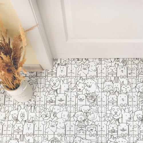Merola Tile Oh My Dog 10" x 10" Porcelain Patterned Wall & Floor Tile ...
