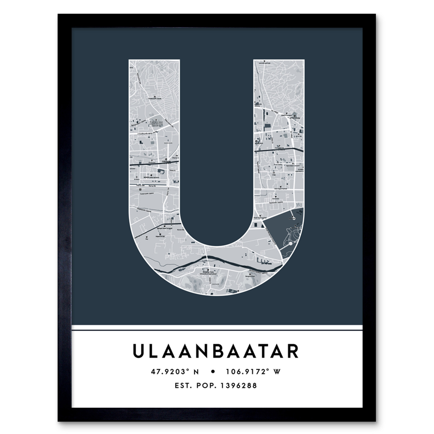 Wee Blue Coo Ulaanbaatar City Map Ulaanbaatar Navy by Wee Blue Coo ...
