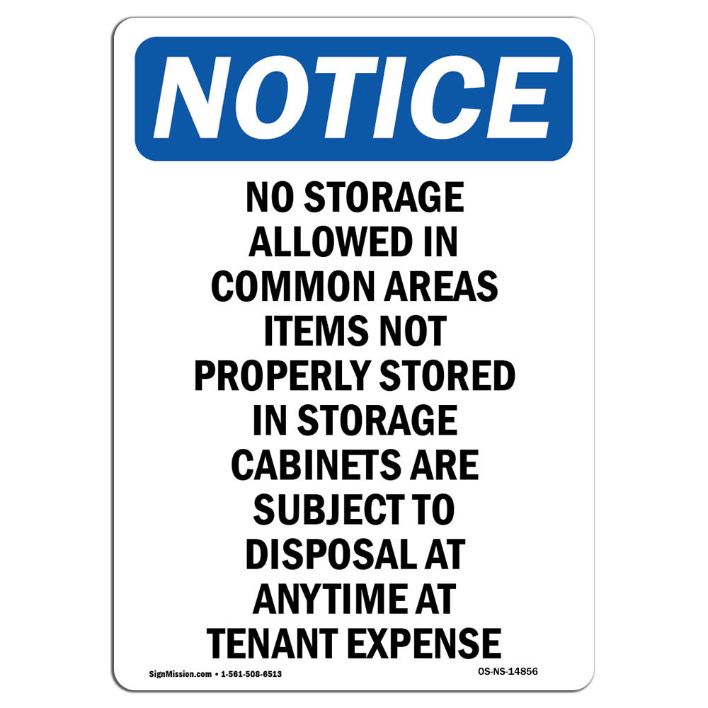 SignMission No Storage Allowed In Common Areas Sign | Wayfair