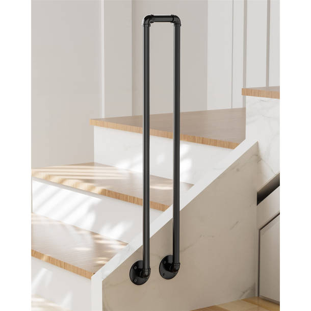 FRONG 120" Wall Support Industrial Loft Pipe Handrail For Stairs | Wayfair