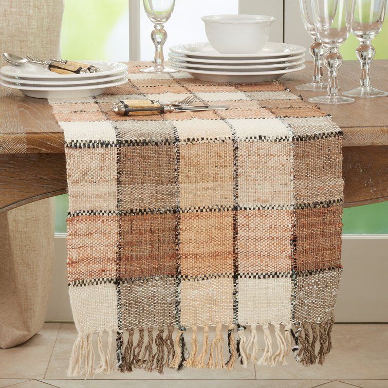 Saro Rectangular Checkered Table Runner | Wayfair