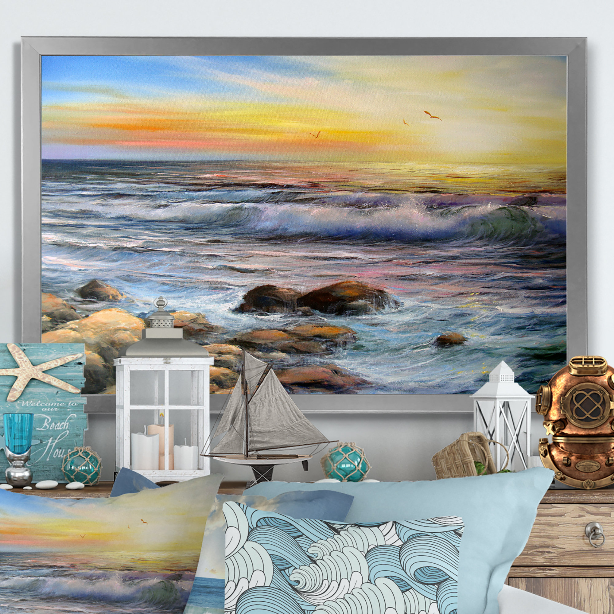 Breakwater Bay Seascape Surf At Sunrise - on | Wayfair