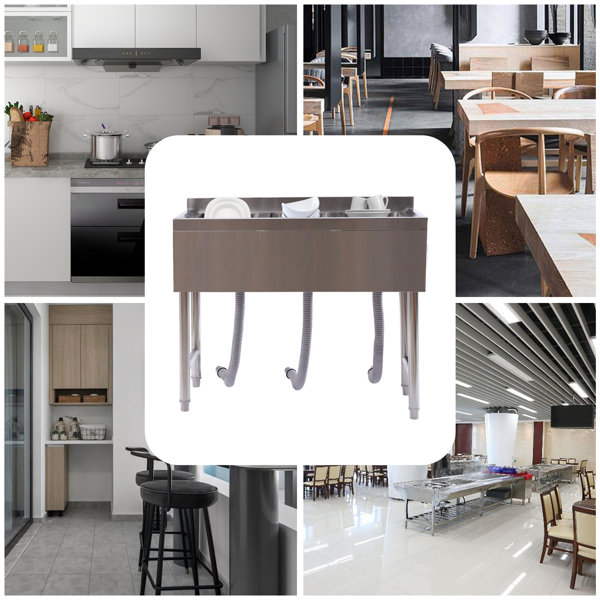 FRONG 3-Compartment Stainless Steel Sink For Home And Commercial Use ...