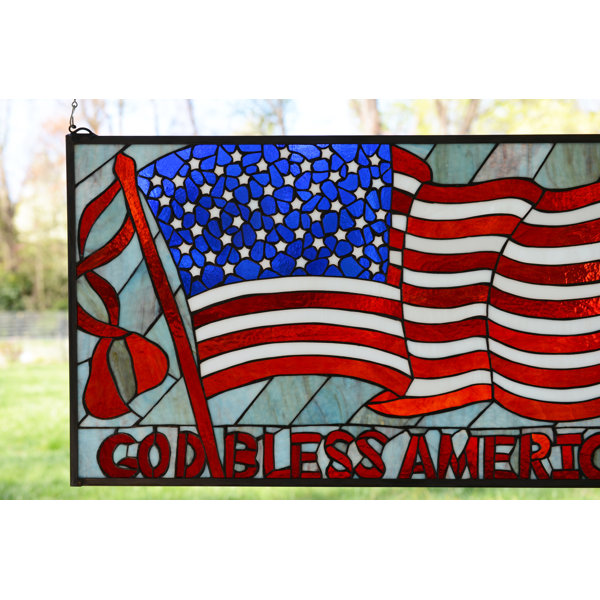 Trinx American Flag Stained Glass Window Panel | Wayfair