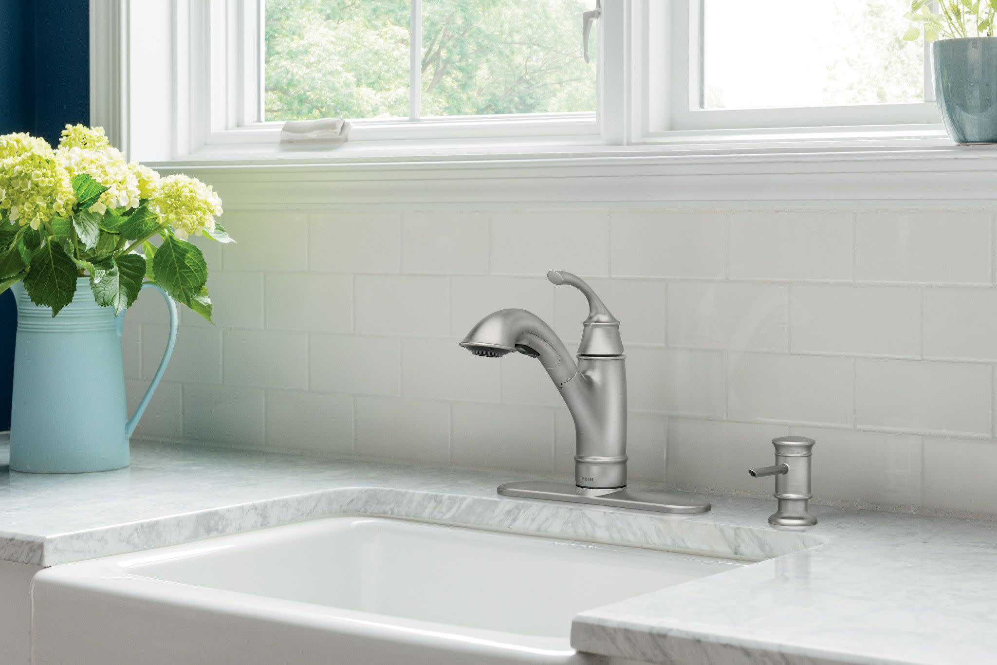 Moen Marietta Pull Out Single Handle Kitchen Faucet & Reviews | Wayfair