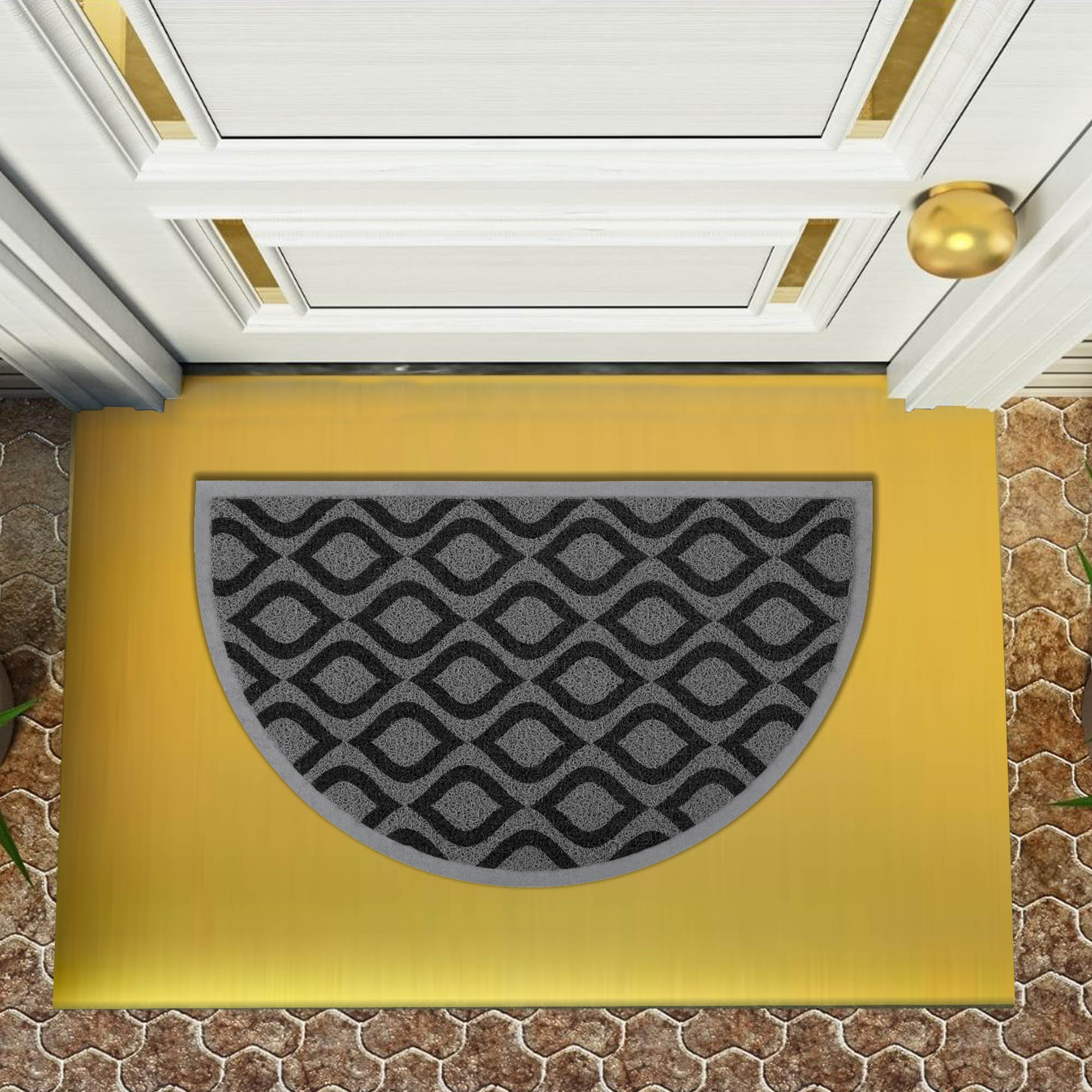 Evideco Semi Circle Geometric Door Mat 30 X 18 Gray And Black Scrapper evideco-semi-circle-geometric-door-mat-30-x-18-gray-and-black-scrapper