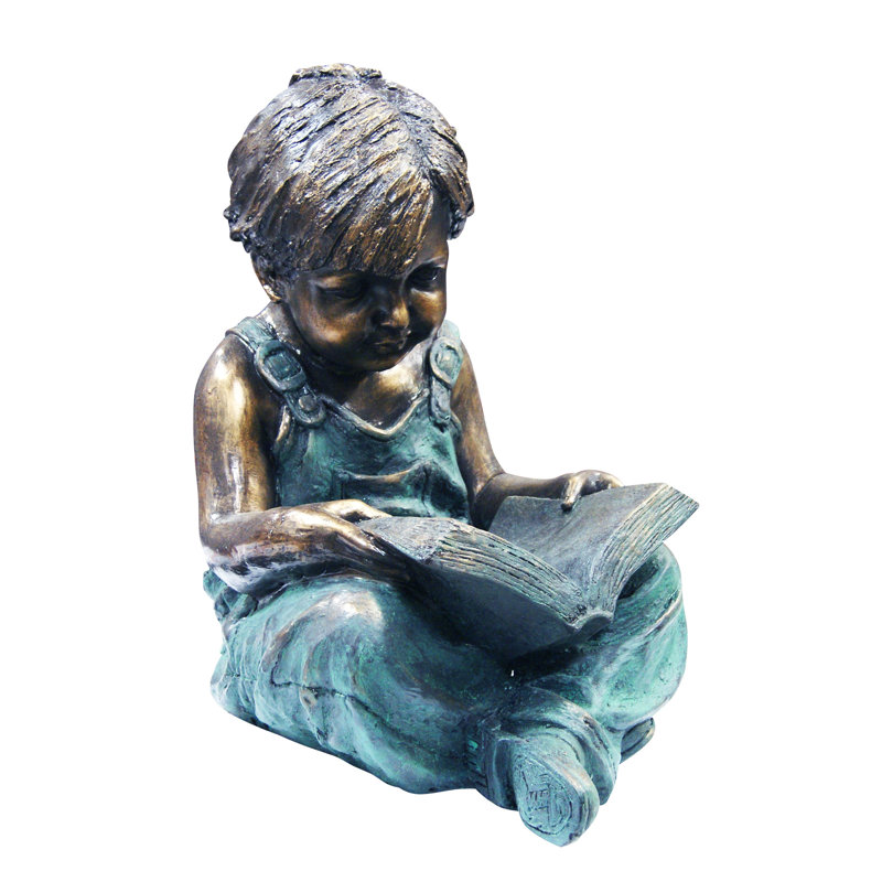 Red Barrel Studio® Sauter Boy Sitting Down Reading Book Statue ...