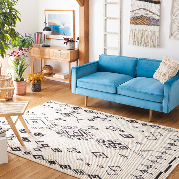 Union Rustic Akif Southwestern Hand-Knotted Wool Area Rug in Ivory ...