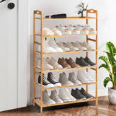 Rebrilliant Tall 4 Tier Bamboo Wood Storage Rack Kitchen Shelving ...