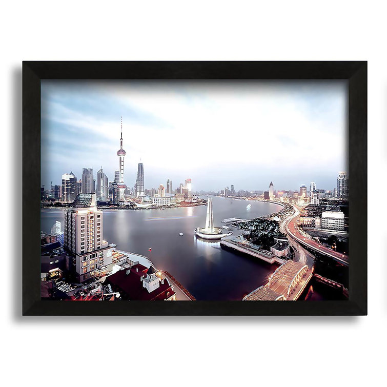 Ebern Designs Shanghai Skyline - Picture Frame Photograph on Canvas ...