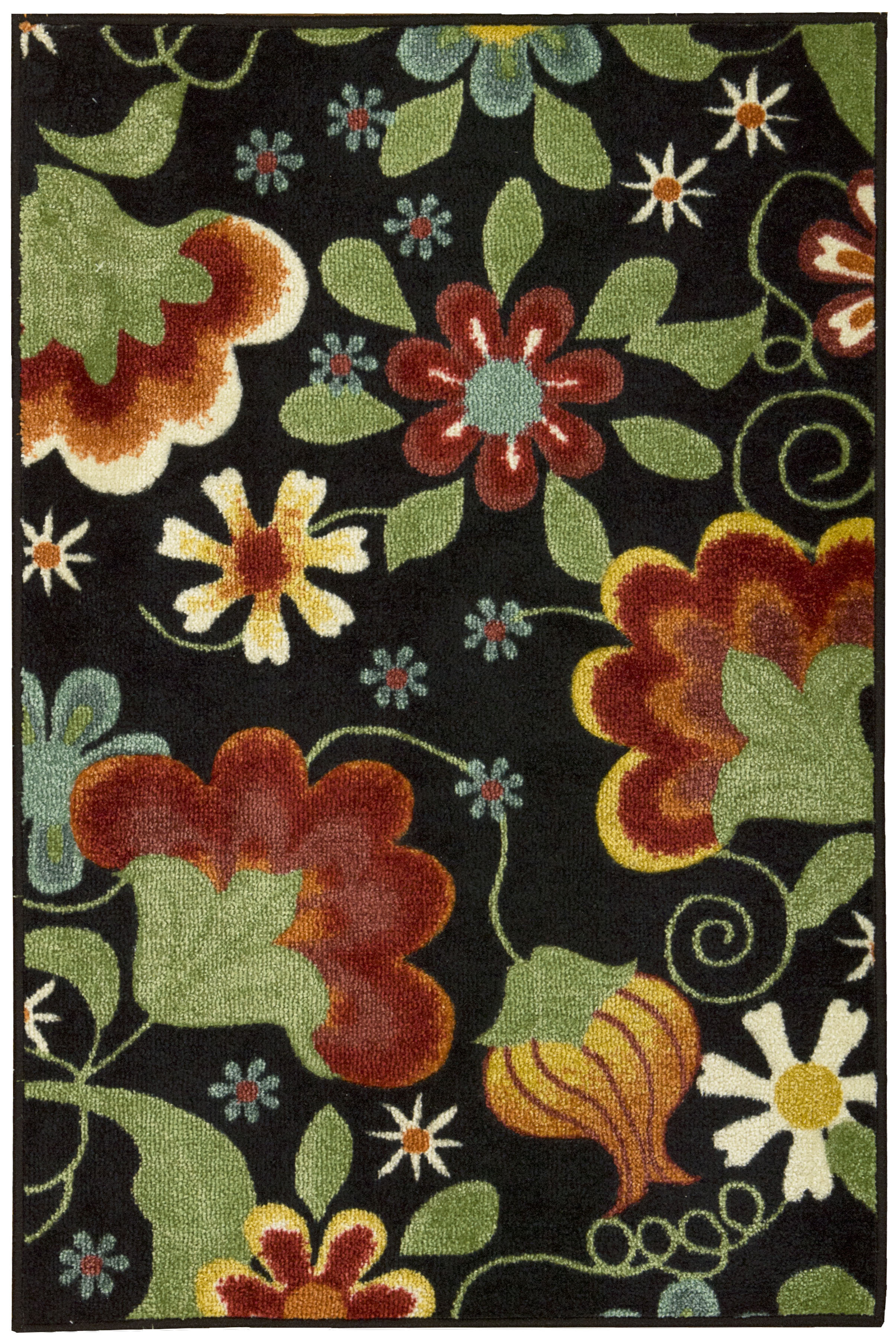 Dakota Fields Dexter Wool Black/Green/Red Rug | Wayfair