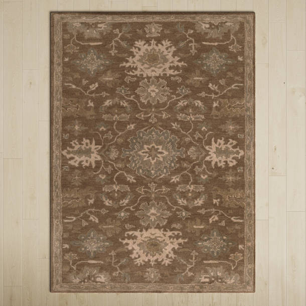Birch Lane™ Arden Handmade Wool Dark Brown/Garnet Rug & Reviews | Wayfair