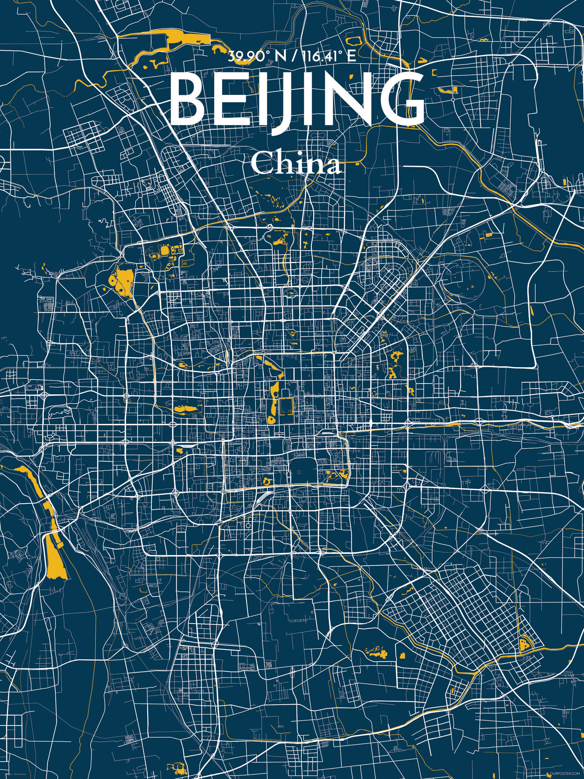 OurPoster.com Beijing City Map - Panoramic Graphic Art | Wayfair