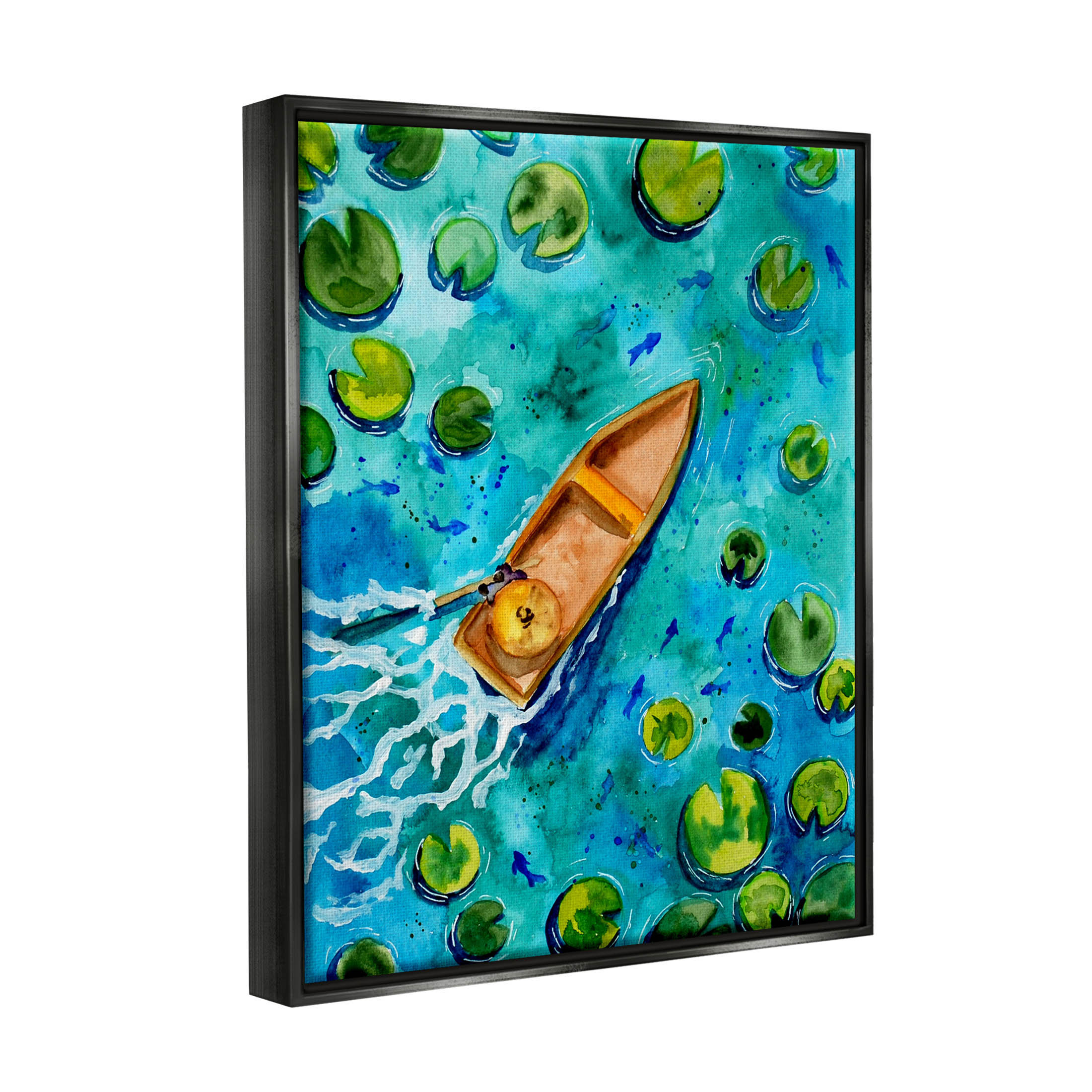 Breakwater Bay Pond Lilies Lake Boat Splash - Floater Frame Painting on ...