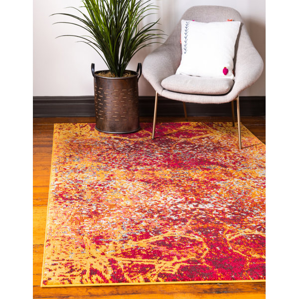 Langley Street Eddins Abstract Red/Orange/Yellow/Pink Area Rug ...