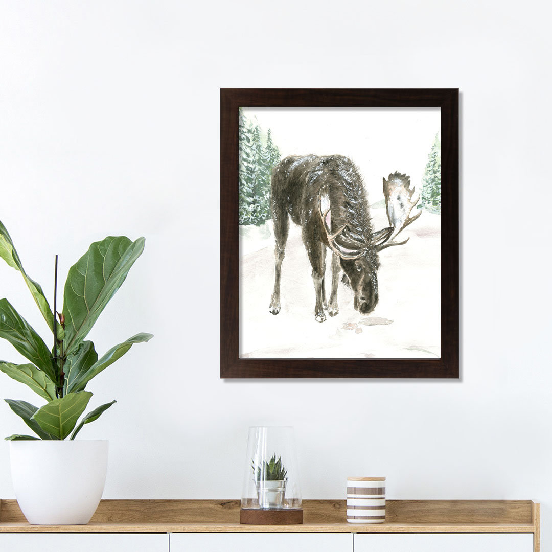 The Holiday Aisle® Winter Moose - Picture Frame Graphic Art | Wayfair