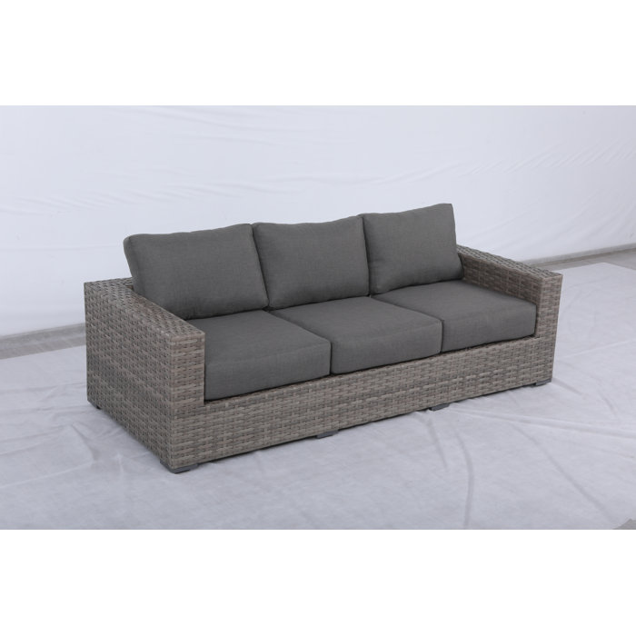 Brayden Studio® Kaiser 95'' Wicker Outdoor Patio Sofa & Reviews | Wayfair
