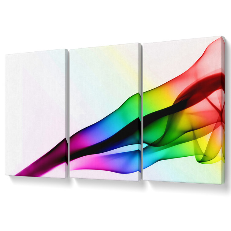 Ivy Bronx Rainbow Ribbons Canvas 3 Panel Set | Wayfair.co.uk