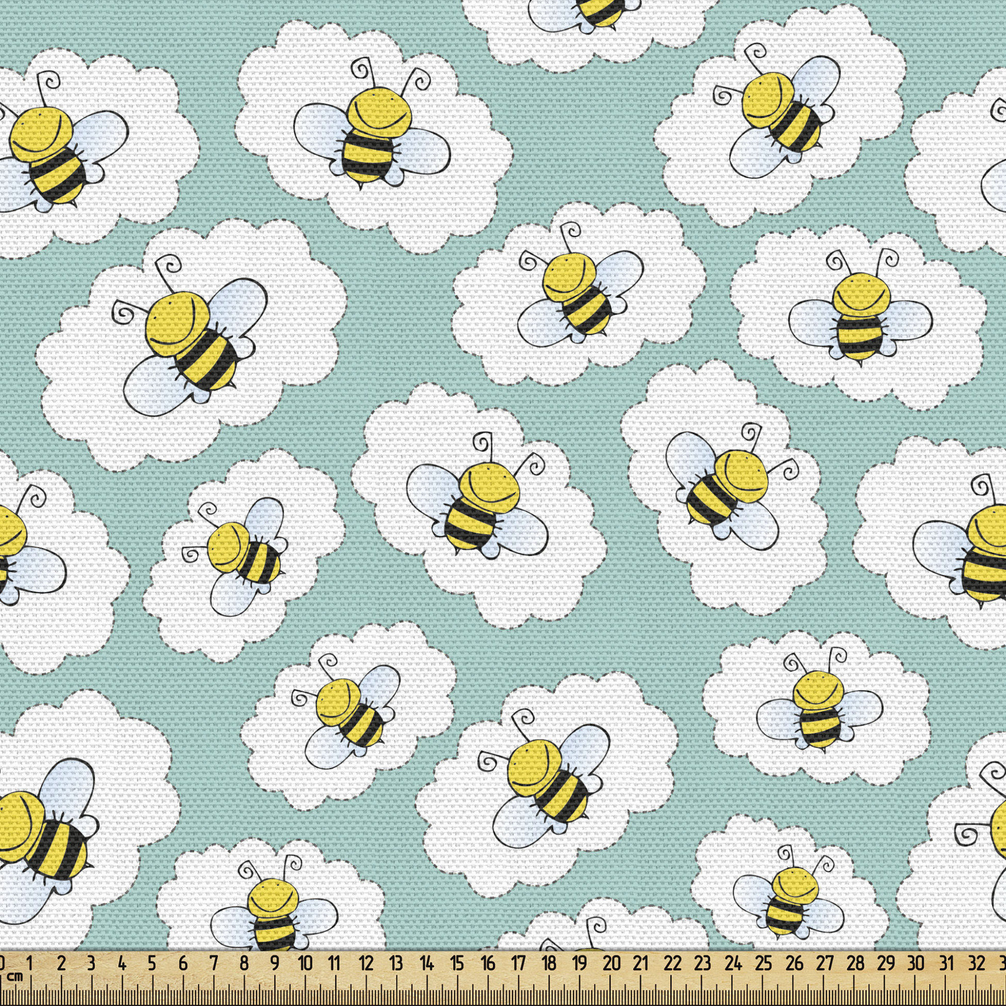 Bless international Bee Fabric By The Yard, Rhythmic Flying Honeybees ...