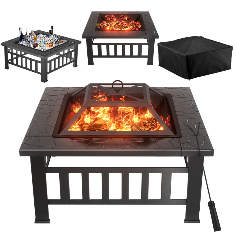 Red Barrel Studio® Digna 14.25'' H x 32'' W Iron Outdoor Fire Pit with ...