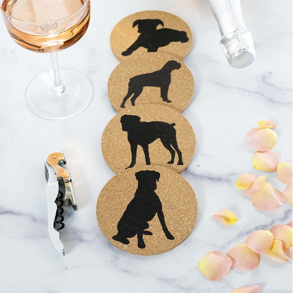 Frifoho Cork Drink Coasters - Set Of 4 Dog Coasters With Protective ...